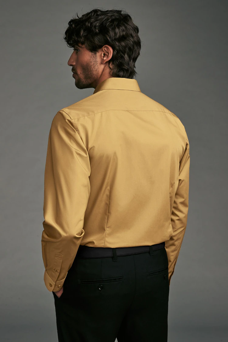 Yellow Gold Slim Fit Easy Care Single Cuff Shirt