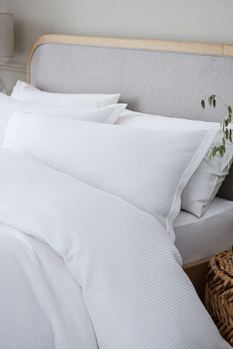 White Waffle Duvet Cover and Pillowcase Set