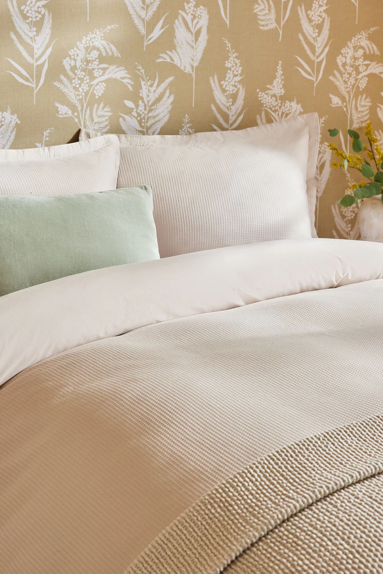 Natural Waffle Duvet Cover and Pillowcase Set