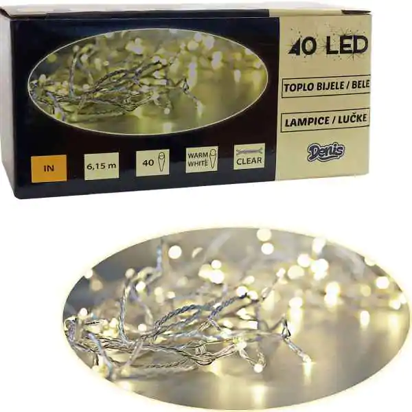 40 LED lanac belo svetlo na baterije