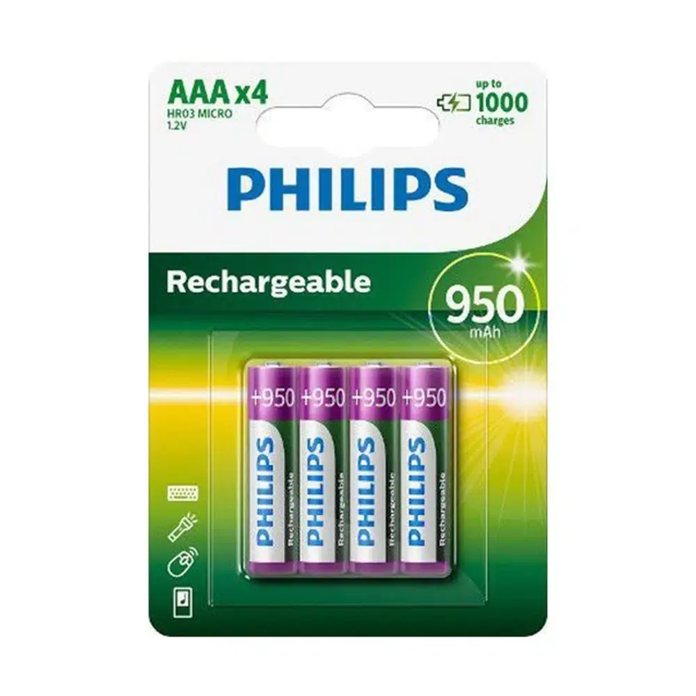 Philips AAA Punjive Baterije HR03, 950mAh, 4 Komada