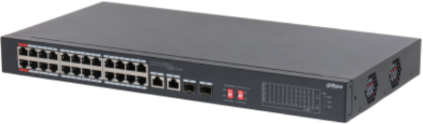 Dahua S3226-24ET-240 24-portni PoE switch 2x1000SFP (Combo), 2x 10/100/1000 RJ-45, 24x 10/100(PoE)