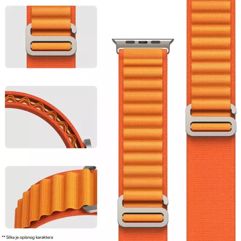 Narukvica Moye Smart Watch Alpine Loop Strap 44/45/49mm Orange with Starlight