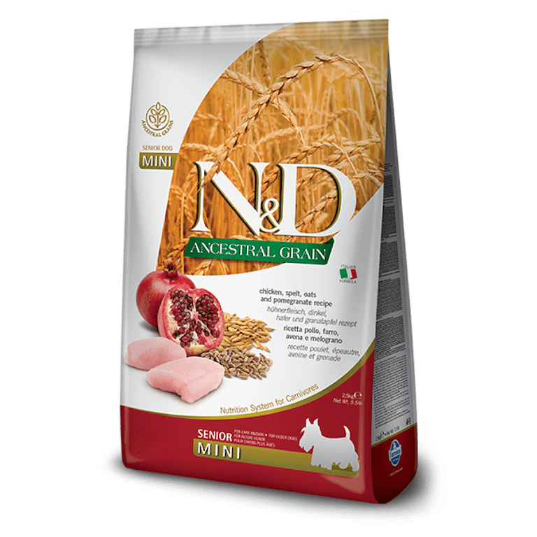 N&D Ancestral Grain hrana za pse Senior Mini - Piletina i nar 2.5kg