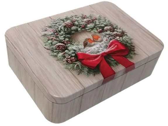 Viter Novogodišnja metalna kutija robin pravougaona 14x10x3 cm