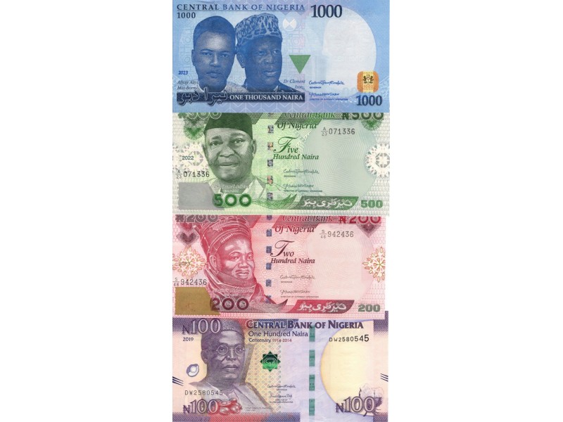 NIGERIA kompletan set 5-1000 Naira 2019/2023 UNC