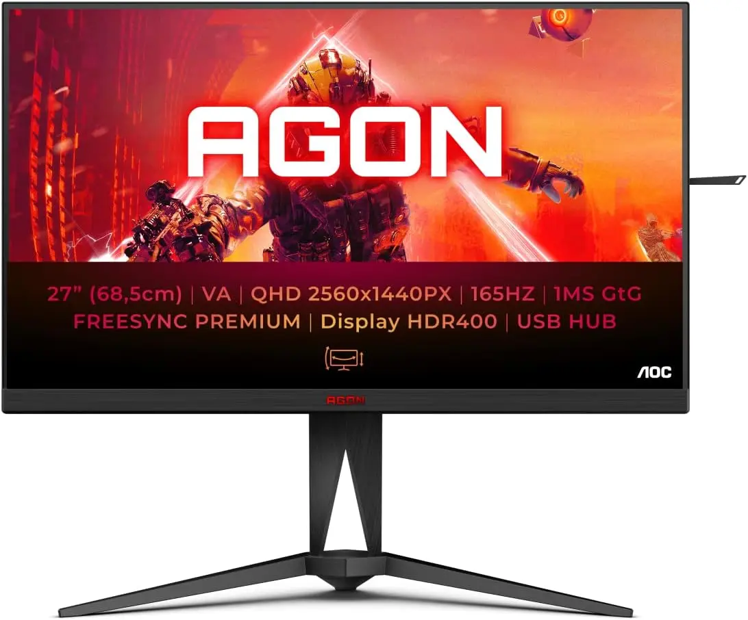 AOC gejming monitor AGON AG275QXN/EU 27"/VA/2560x1440/165Hz/1ms GtG/HDMIx2,DPx2,USB/freesync/pivot,visina