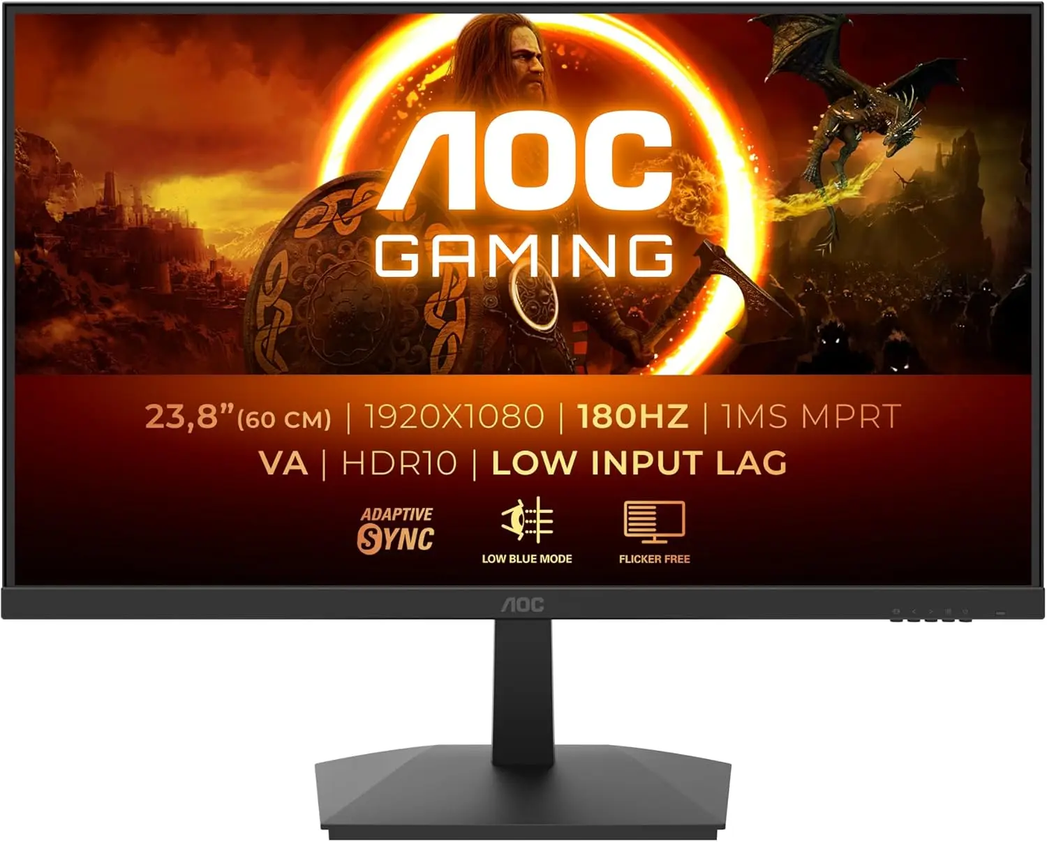 AOC gejming monitor 24G15N2 23,8"/VA/1920x1080/180Hz/1ms MPRT/HDMIx2,DP/VESA/crna