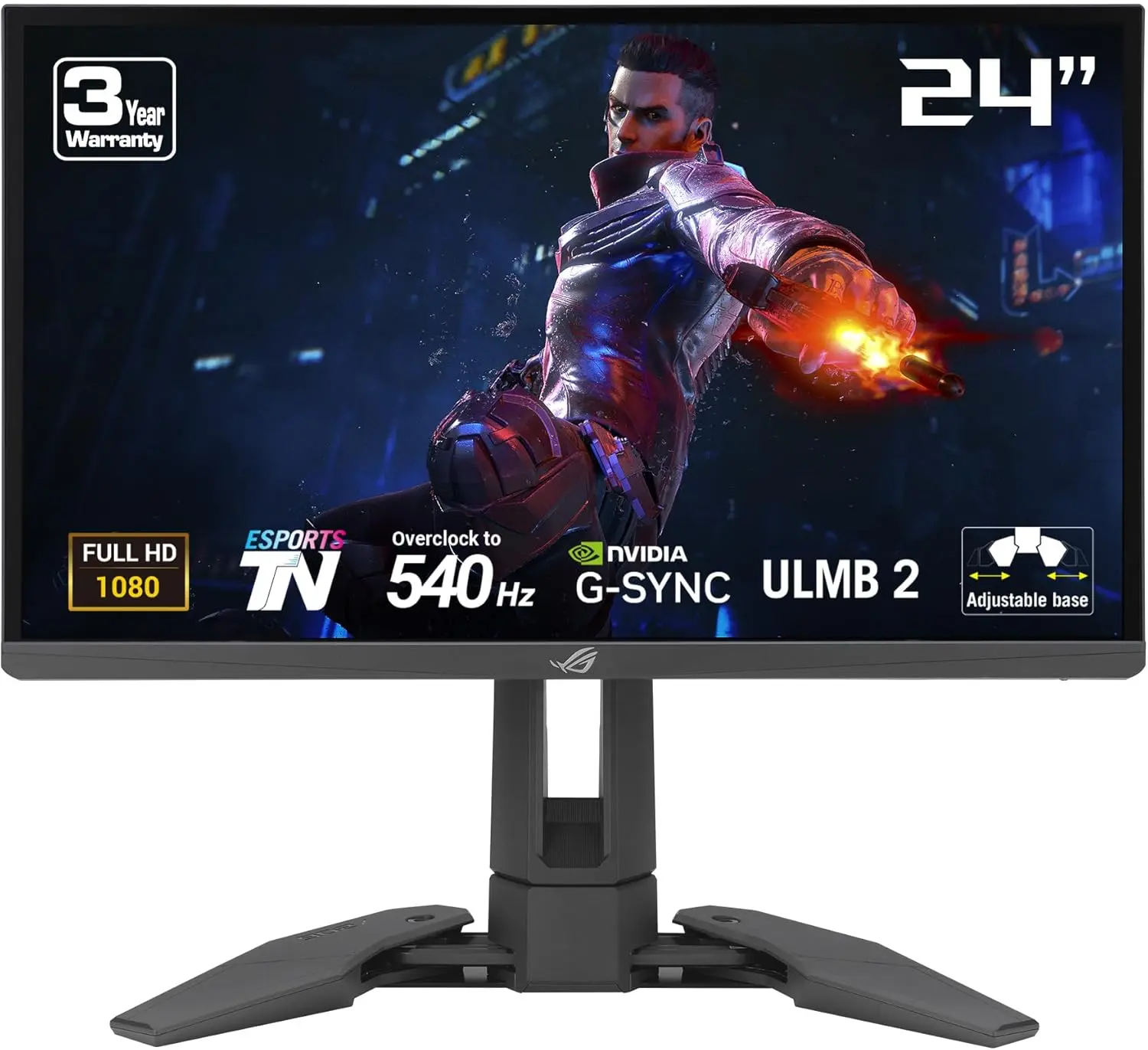 ASUS gejming monitor ROG PG248QP 24.1"/TN/1920x1080/540Hz/0,2ms GtG/HDMI,DP,USB/Gsync/Pivot,visina/VESA/crna