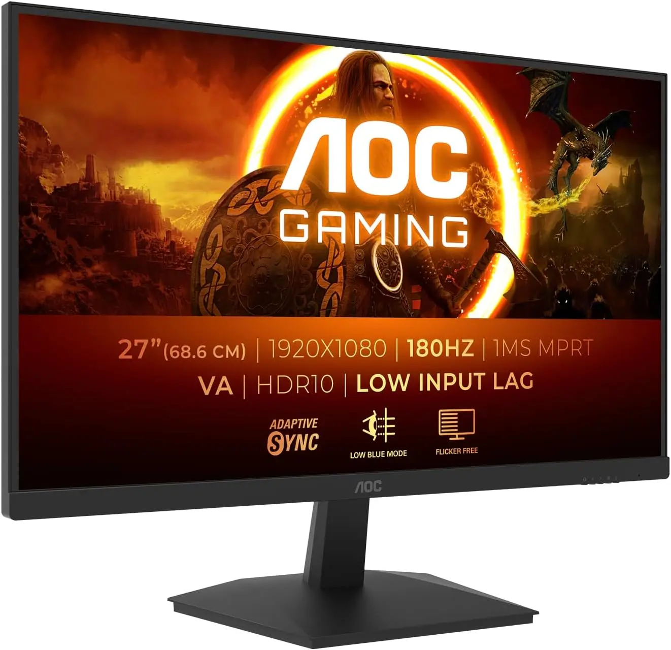 AOC gejming monitor 27G15N2 27"/VA/1920x1080/180Hz/1ms MPRT/HDMIx2,DP/VESA/crna