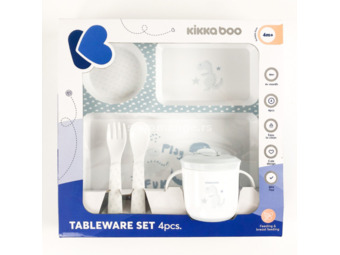 KikkaBoo Set posuđa 4 dela Dinosaur Blue (KKB40091)