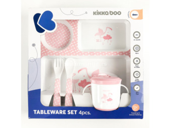 KikkaBoo Set posuđa 4 dela Flamingo Pink (KKB40089)