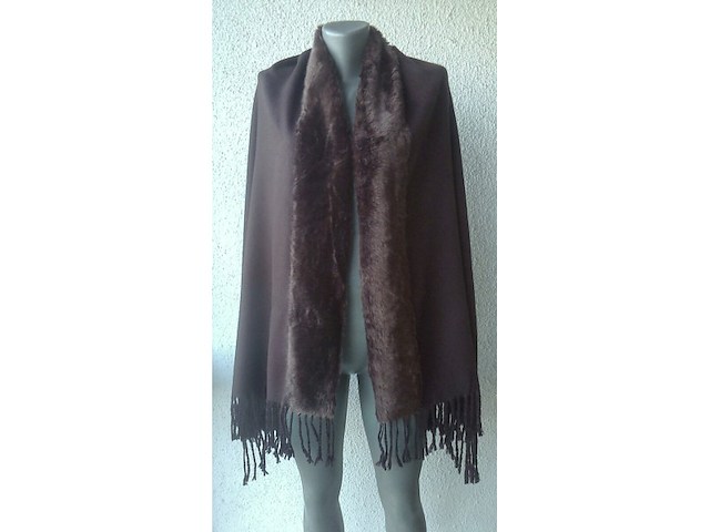 šal braon eko krzno 174x70 cm PASHMINA