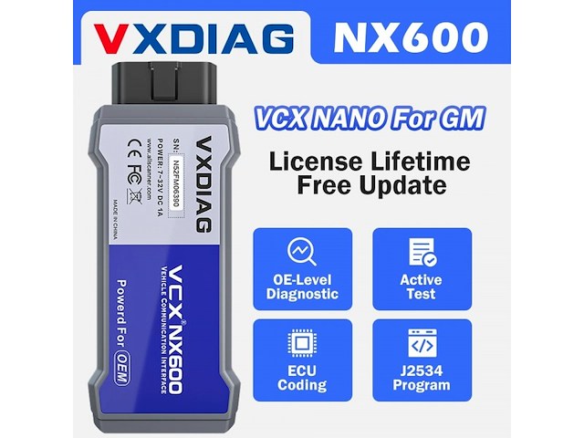 VXDIAG Nano NX600 Pro za GM USB WiFi OBD2 dijagnostika