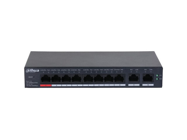 Dahua CS4010-8ET-110 SMART UPRAVLJIVI LAYER 2 POE 8-PORTNI SWITCH SA 2 UPLINK-A