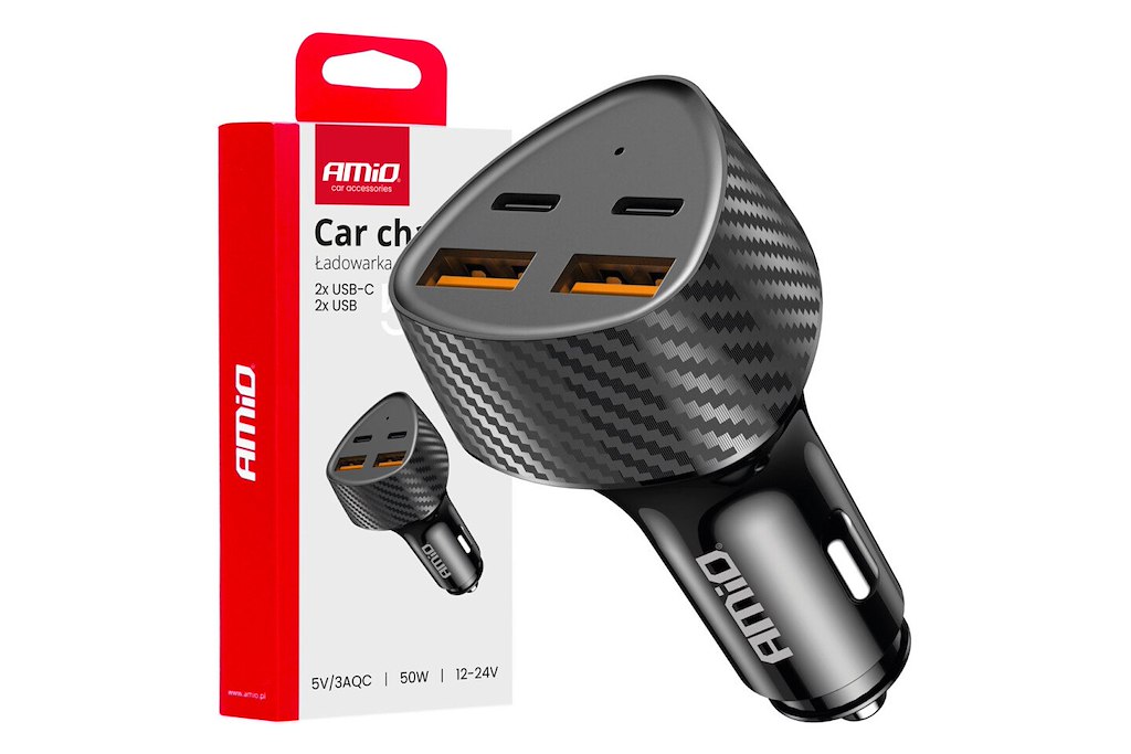 Punjač za automobil 50V 2k USB-A + 2k USB-C AMIO-04284 Bestseler