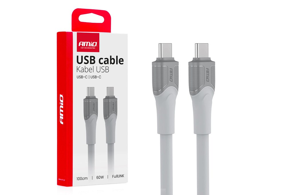 USB-A USB-C kabl za punjenje 60V 100cm FullLINK prenos podataka AMIO-04291 Proizvod meseca