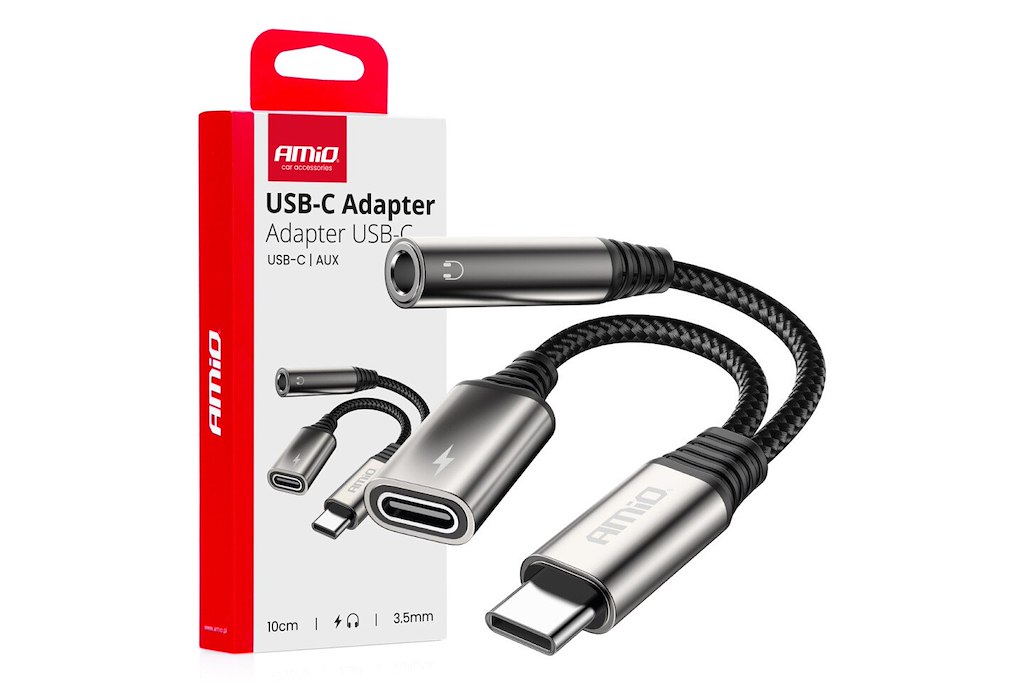 Adpater USB-C na USB-C + Mini Jack 3,5 mm 10 cm razdelnik AMIO-04295 Bestseler