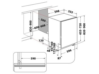 WHIRLPOOL UGRADNA MAŠINA ZA PRANJE SUDOVA W2I HD526 A