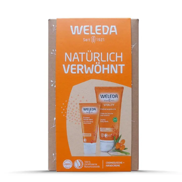 WELEDA Set gel kupka pasji trn, Krema za ruke, 200ml+50ml