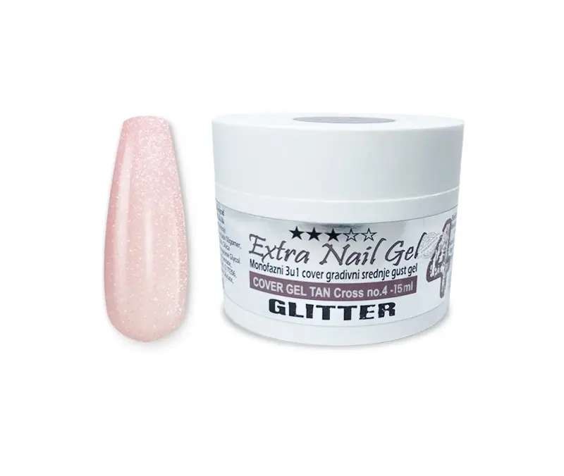 Extra Nail Cover gel za nokte Cross Tan no.4 Glitter 3011, 15ml