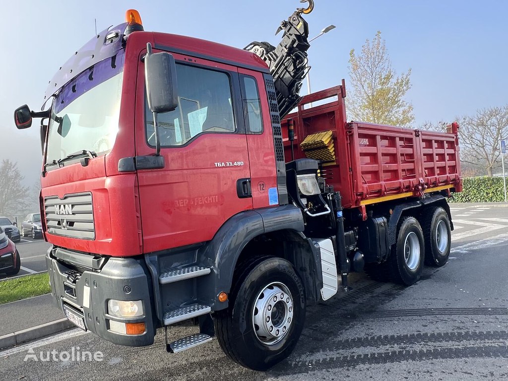 MAN 33.480 Kipper kran Hiab 166 kiper