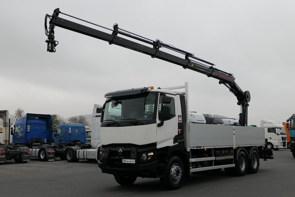 Renault C 380 / 6x4 / SKRZYNIOWY 6,8 m / + HDS HIAB 188 x-hiduo wysów: 1 kamion s ravnom platformom