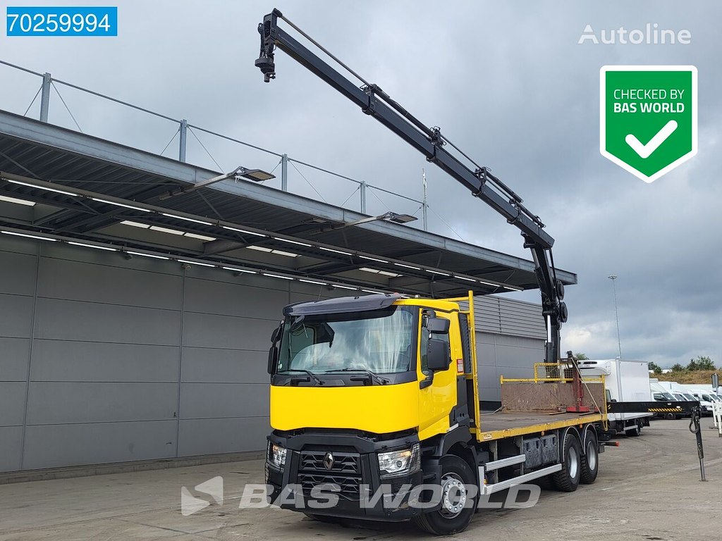 Renault C 380 6X4 Hiab 166 D-4 Hiduo Kran Crane Steelsuspension Euro 6 kamion s ravnom platformom