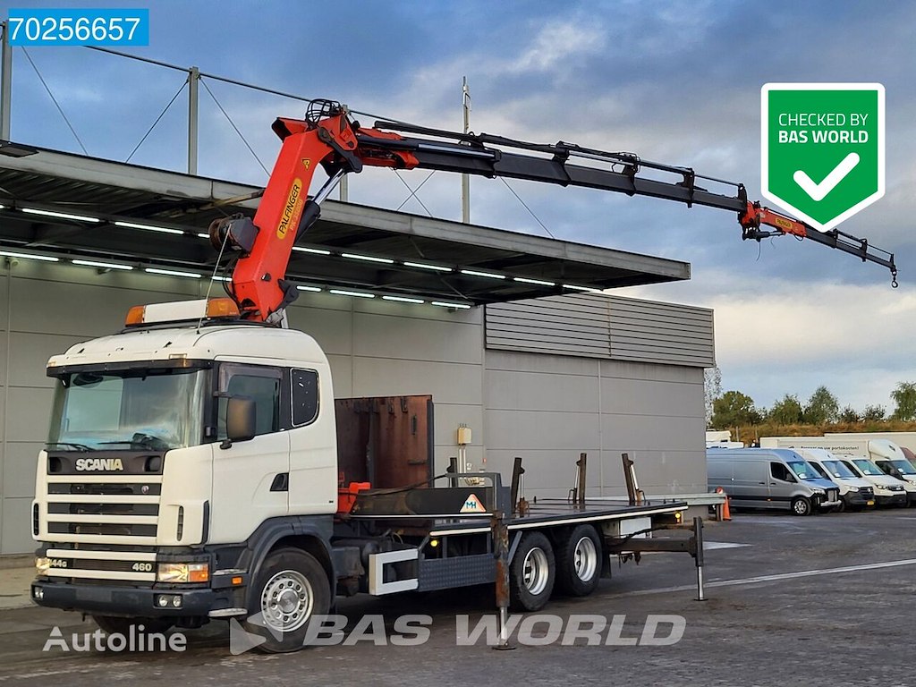 Scania R144 6X2 Palfinger PK35.000 + Fly-Jib + Winch V8 Manual Retarder kamion s ravnom platformom