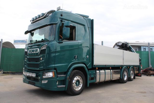 Scania R 650 6x2 BL KRAN ATLAS AK 172.3 Nr: 488 kamion s ravnom platformom