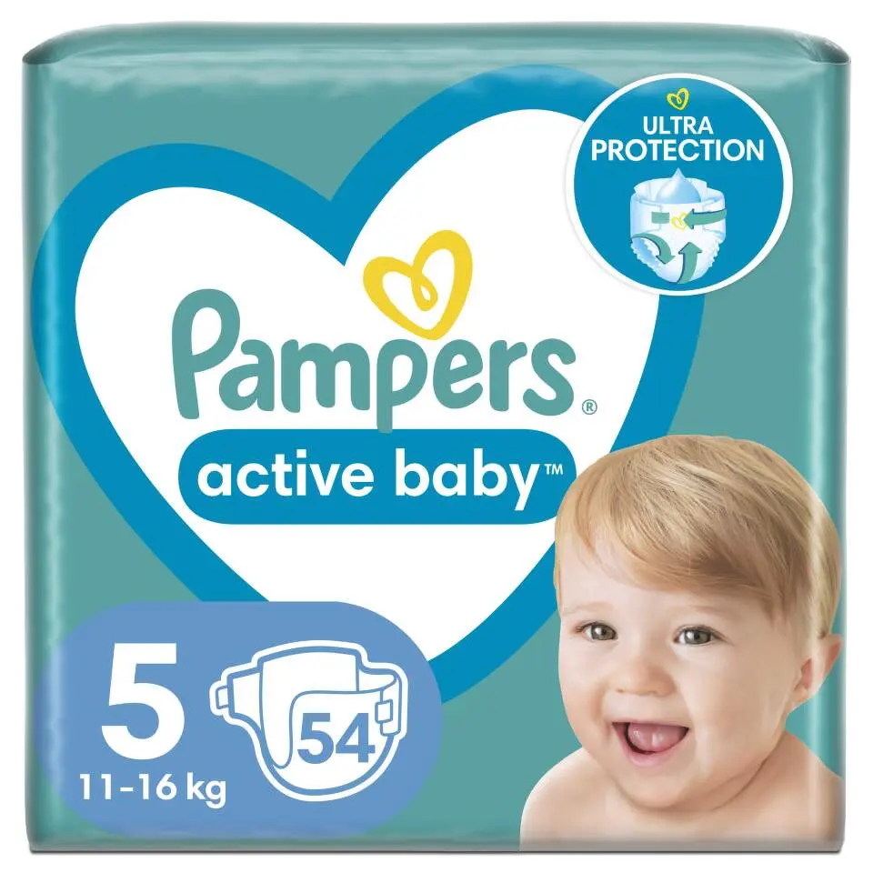 Pampers Active Baby Pelene, Jumbo Pack Maxi, Veličina 5, Junior, 54 komada