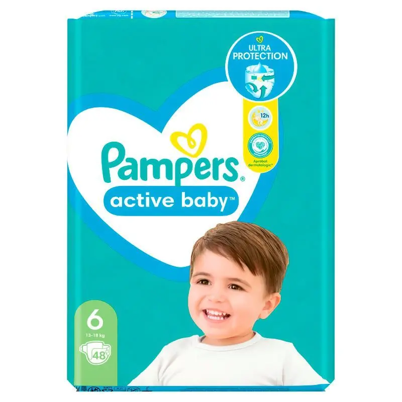 Pampers Active baby Pelene, Jumbo Pack Maxi, Veličina 6, Large, 48 komada