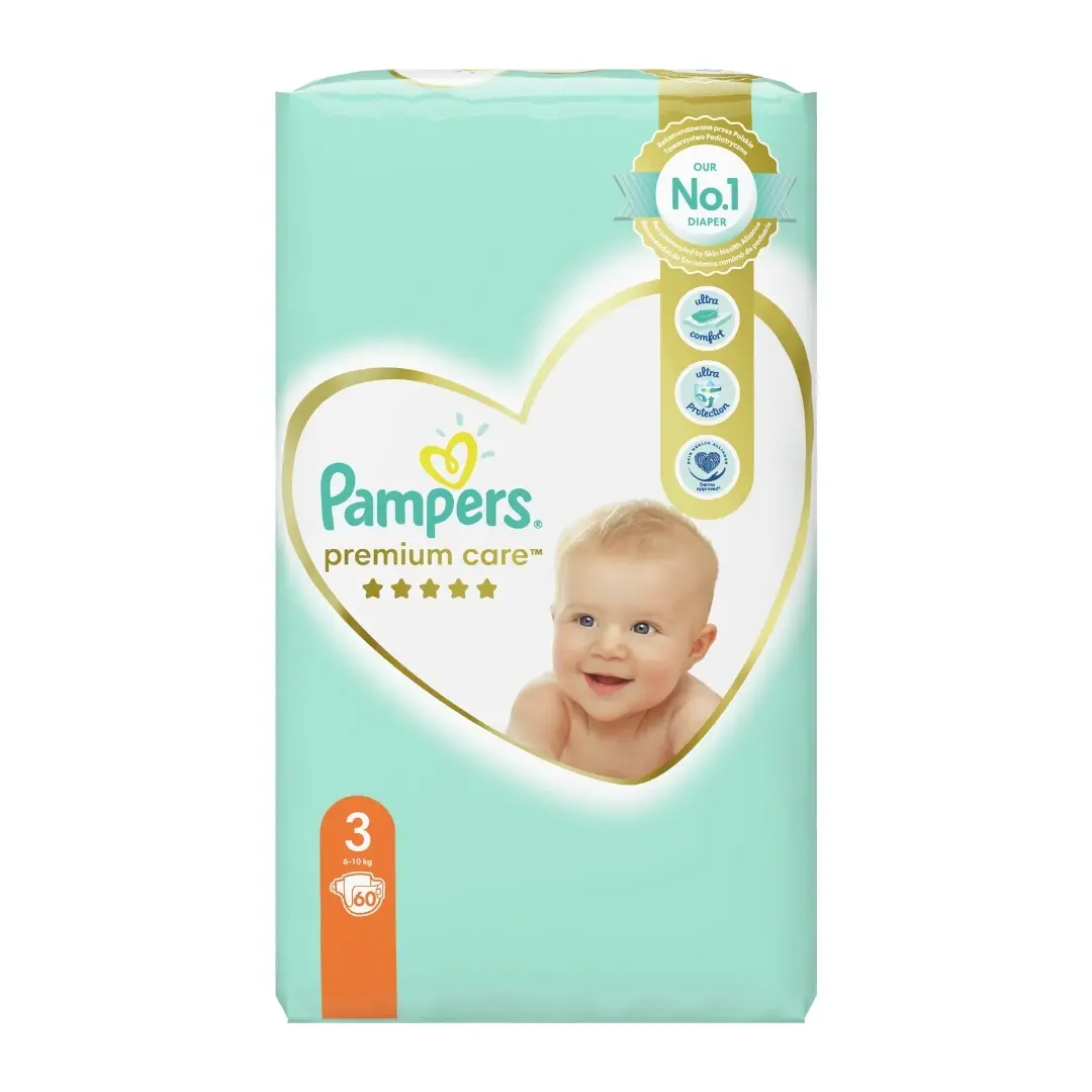 PAMPERS Premium Care Pelene, Value pack 3 midi 60/1