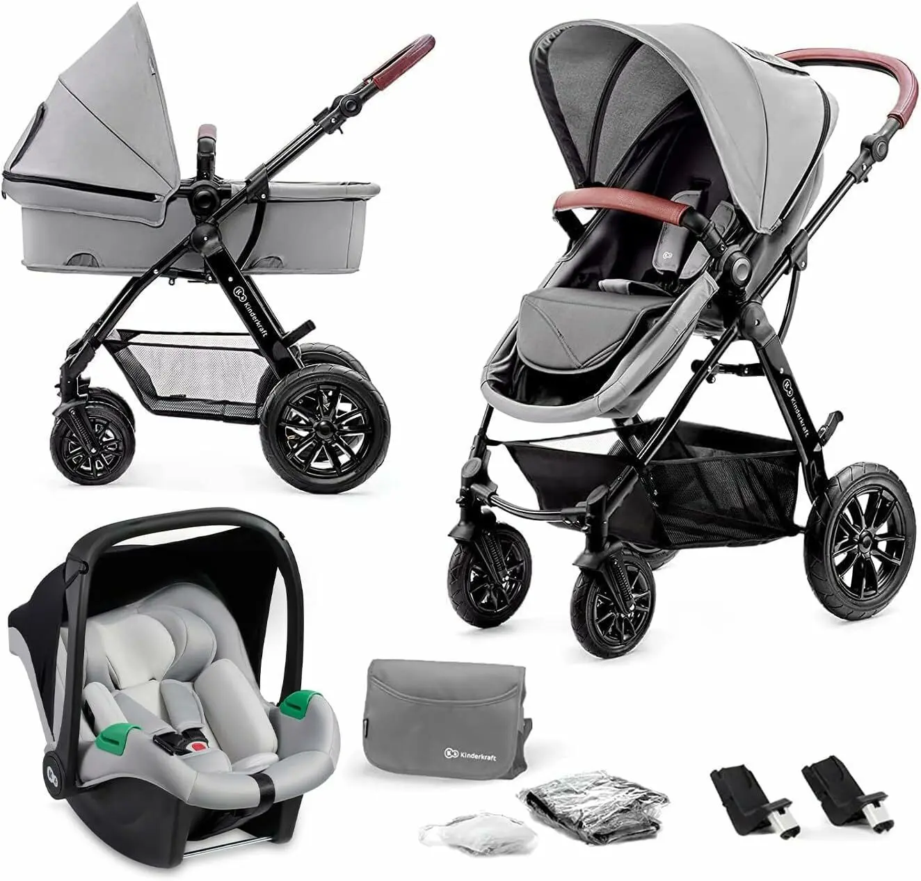 Kinderkraft Kolica za bebe Moov Pro Mink, 3u1, Siva