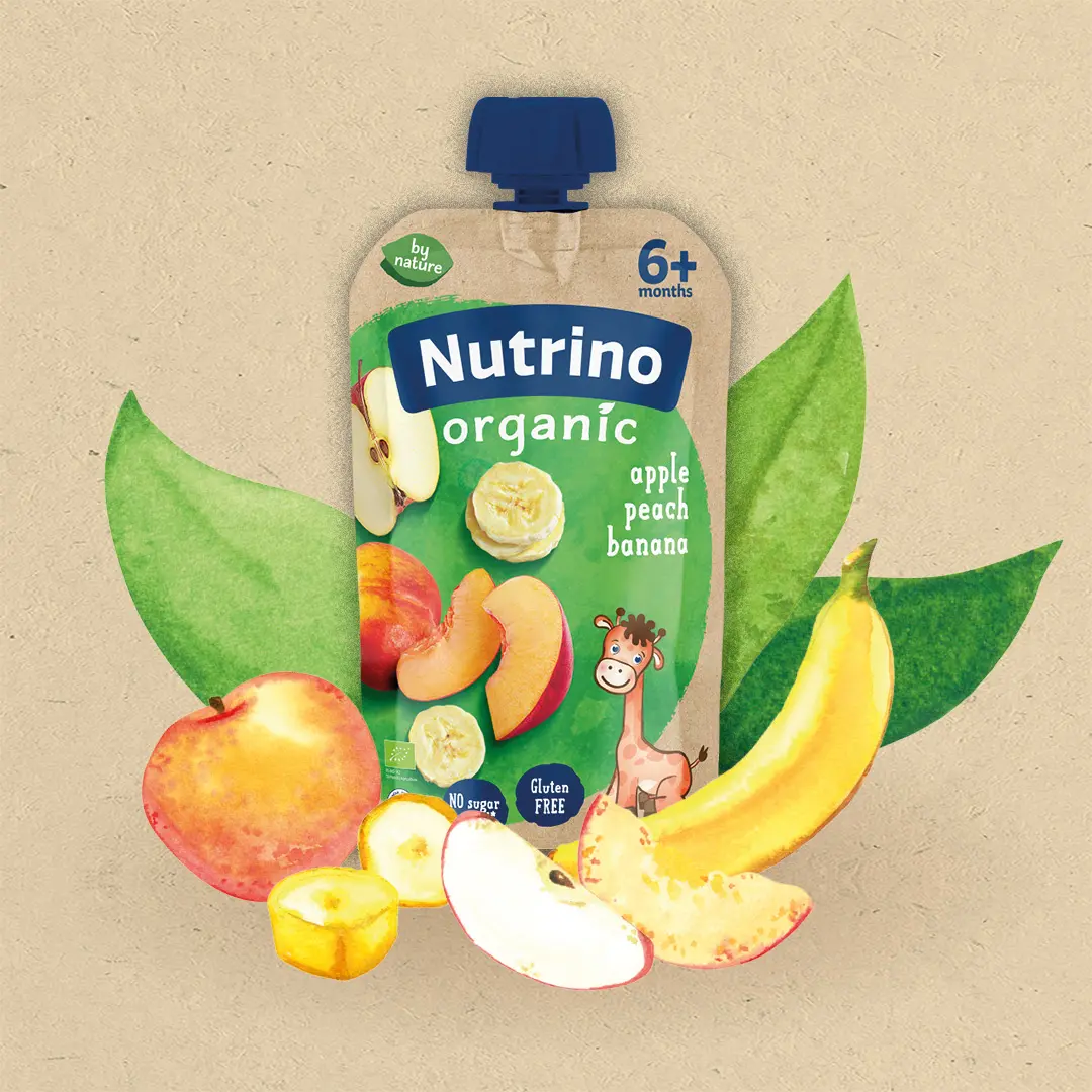 Nutrino Organic Pauč Jabuka, breskva i banana 100g