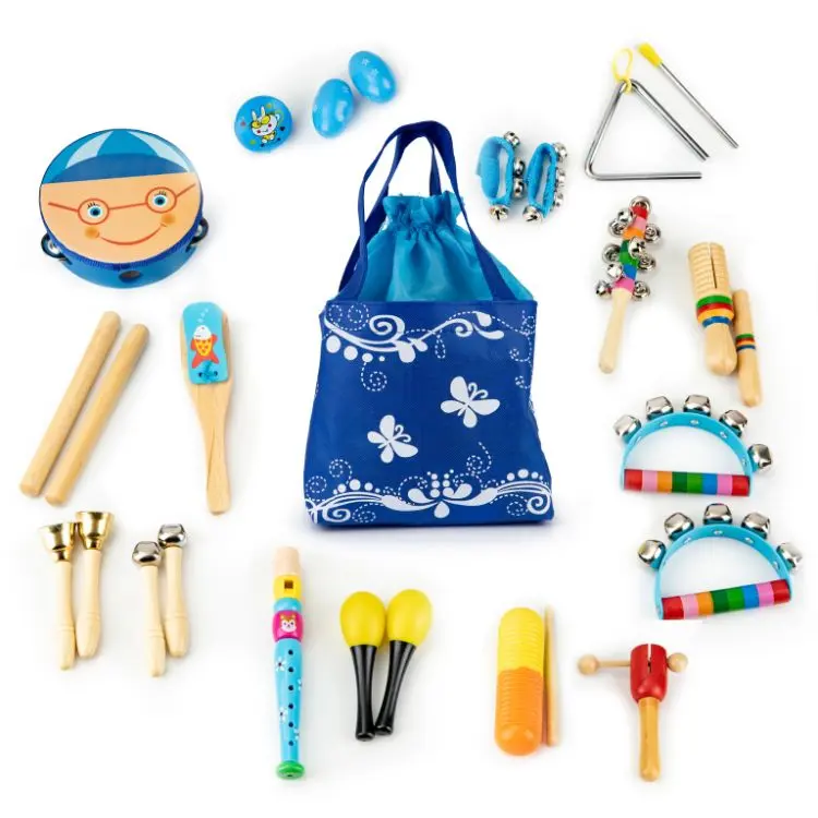 ECO TOYS Muzički set 16 instrumenata i torba, Plavi