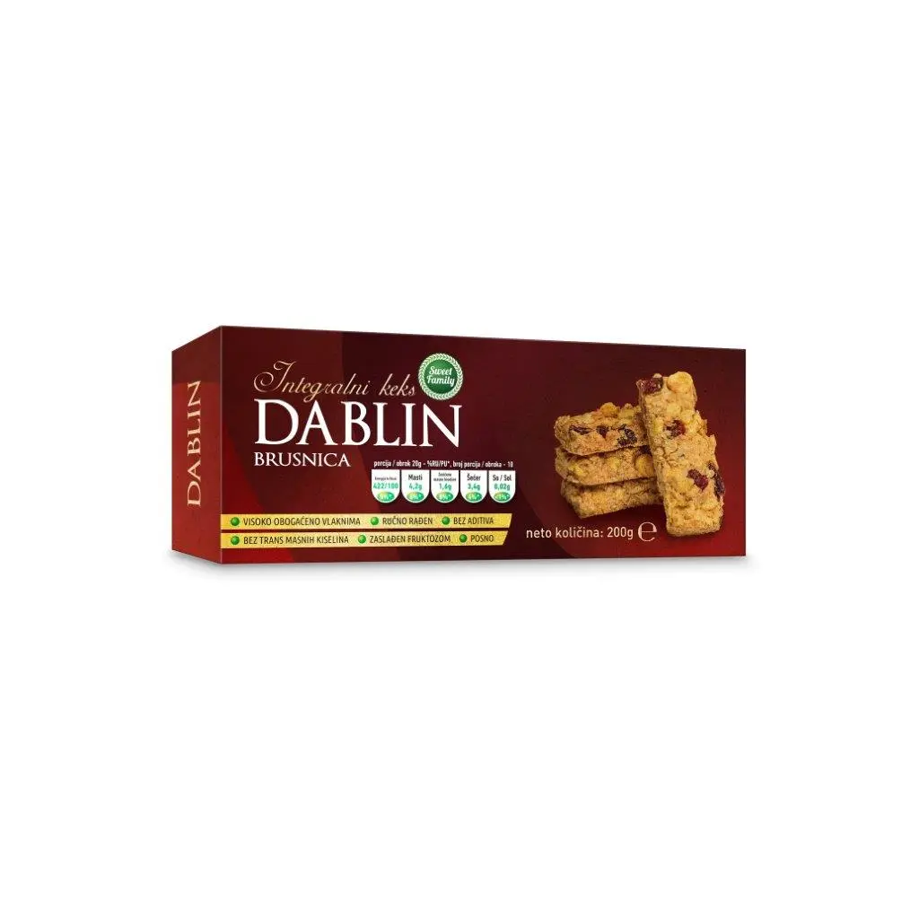 Sweet Family Integralni keks sa brusnicama Dablin, 200g