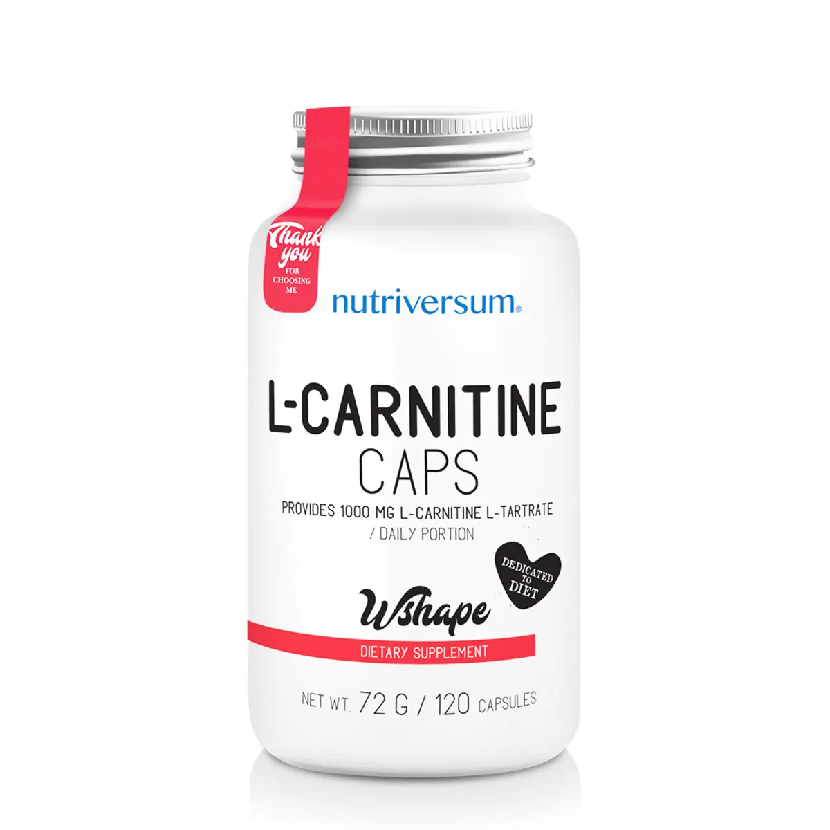 Nutriversum Wshape L-carnitine, 500mg, 120 kapsula