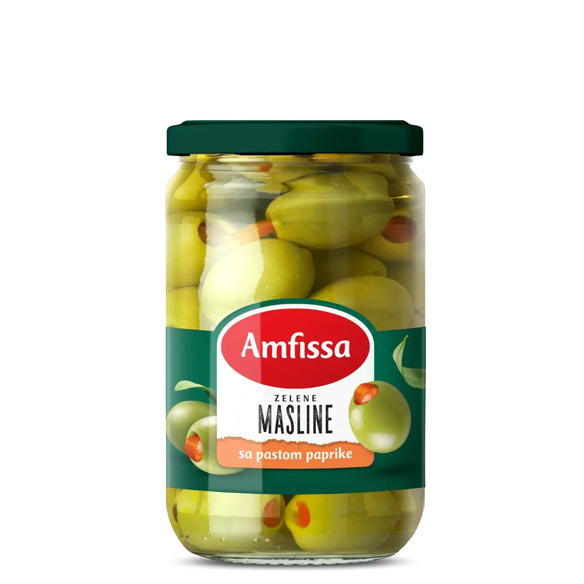 Amfissa Zelene masline sa paprikom, 300g