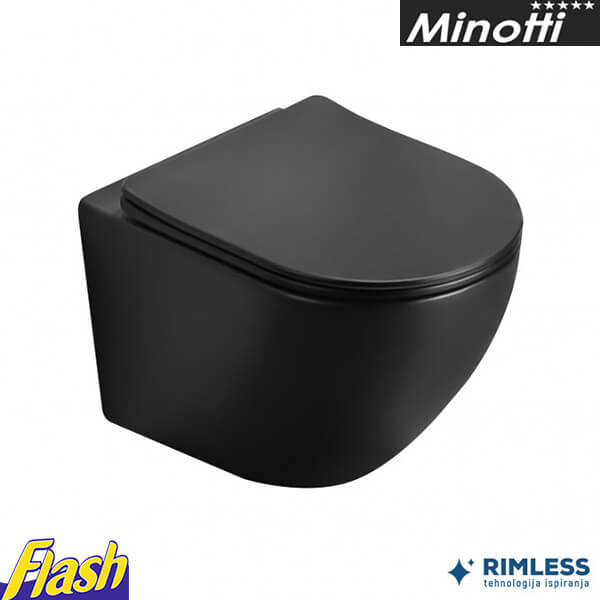 Konzolna WC šolja Crna Mat – Minotti – MWH200MB