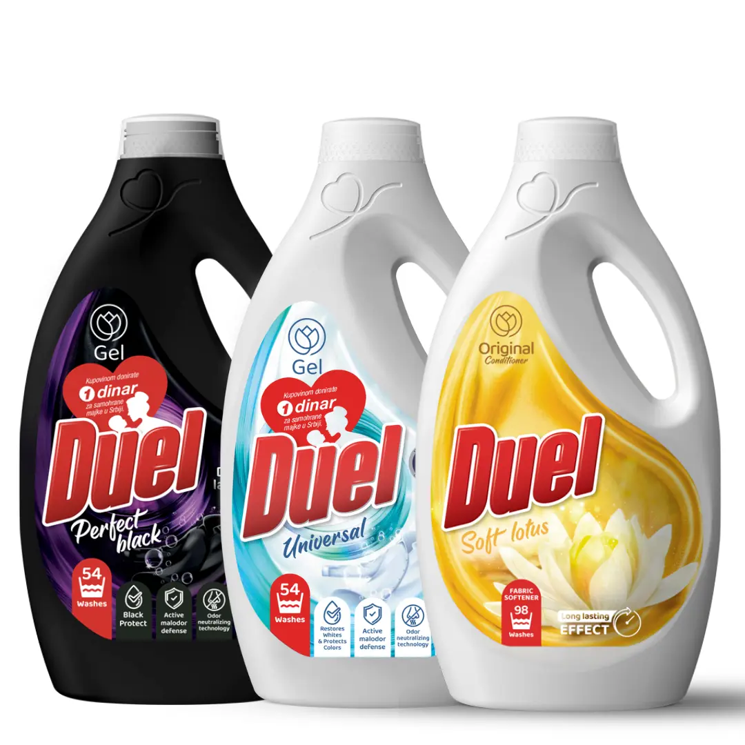 Duel Set Black november Tečni deterdžent Perfect Black 2.45l+Tečni deterdžent Universal 2.45l+Omekšivač Soft lotus 2.45l