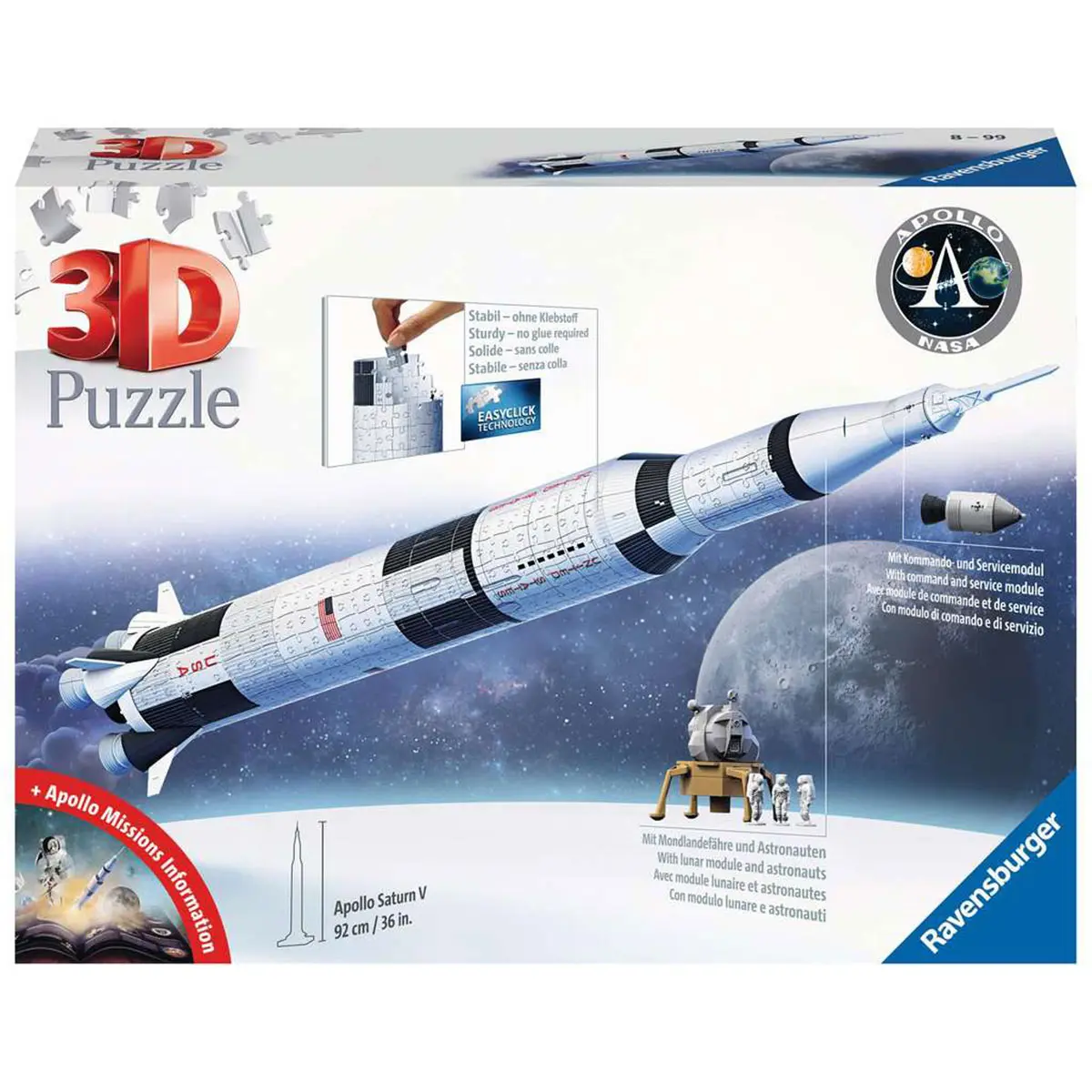 Ravensburger 3D puzzle Model rakete Apolo Saturn V, 504 delova