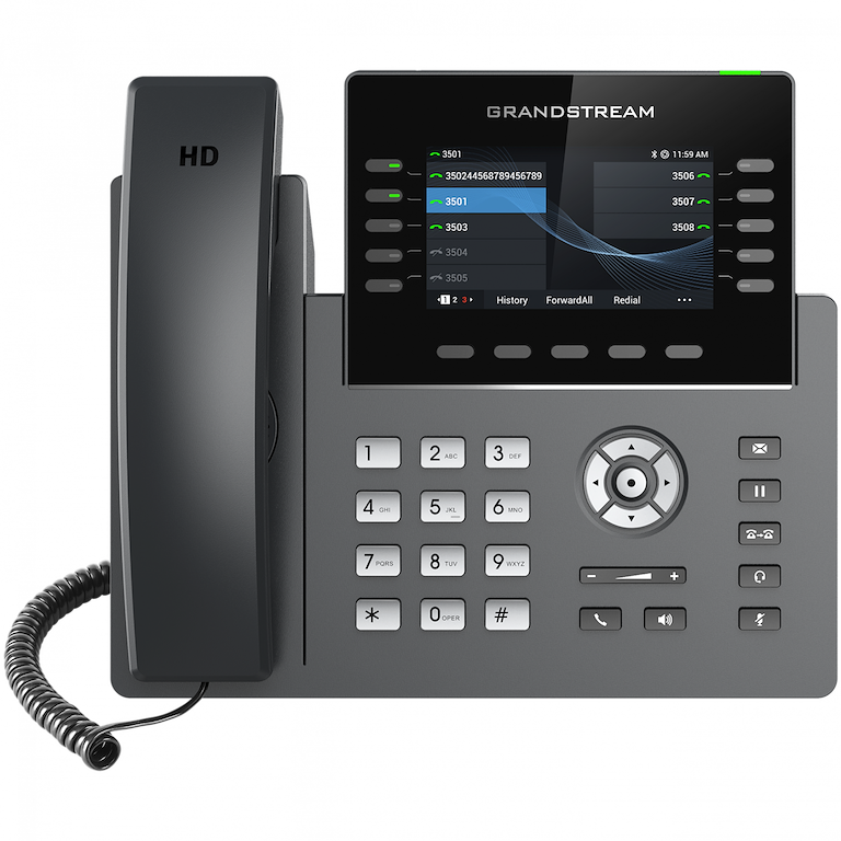 Grandstream-USA GRP-2615 Carrier-grade 10-line/5-SIP VoIP HD telefon, podesivi 4.3″ TFT color LCD 480×272 displej, 40 Virtual Multi-Purpose (VPK) i BLF tastera, 2 x Gigabit UTP porta, 802.11ac WiF...