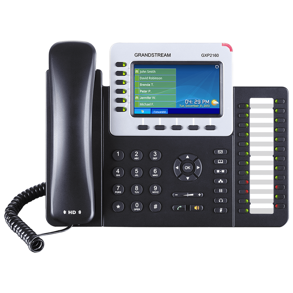 Grandstream-USA GXP-2160 Enterprise 6-line/6-SIP VoIP HD telefon, TFT color LCD 480×272 displej i 2 x Gigabit UTP porta, 24 BLF tastera, PoE