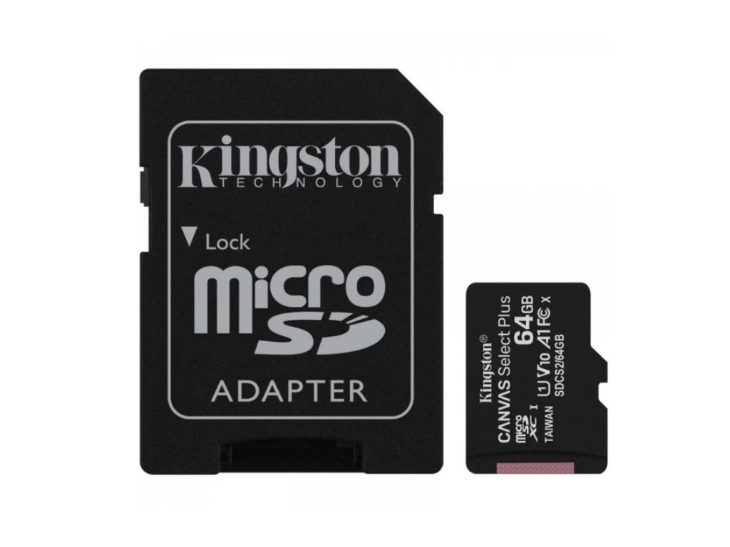 Memorijska kartica KINGSTON SDCS2/64GB/microSDXC/64GB/Class10 U1/80MB/s-10MB/s+adapter