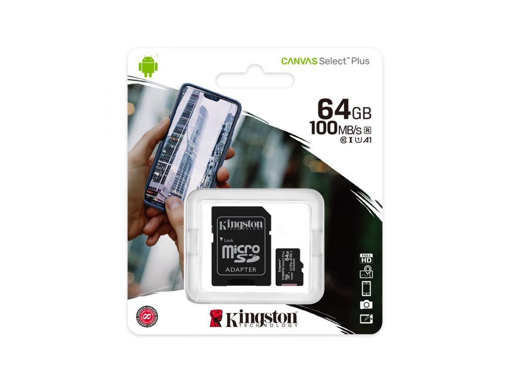 Memorijska kartica KINGSTON SDCS2/64GB/microSDXC/64GB/Class10 U1/80MB/s-10MB/s+adapter