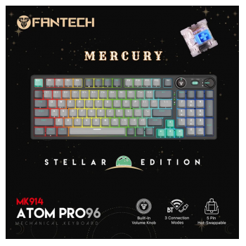 Tastatura Mehanicka Gaming Fantech MK914 RGB Atom PRO96 Wireless Mercury (blue switch)