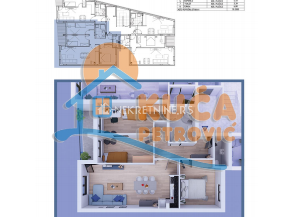 Prelep troiposoban stan, novogradnja 78,5m2, 2.sprat, Dom Zdravlja, snižena cena