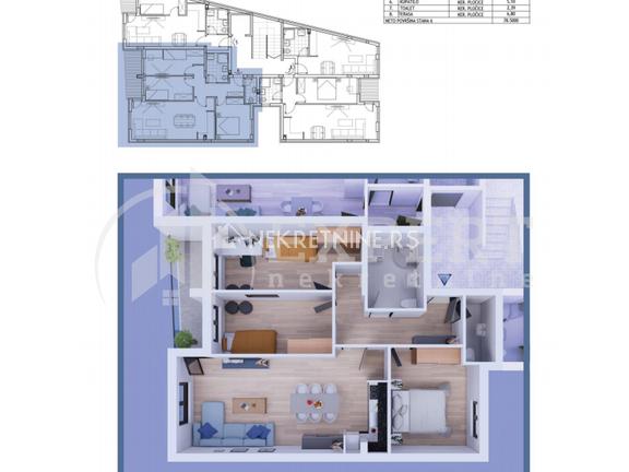 Prelep troiposoban stan, novogradnja 78,5m2, 2.sprat, Dom Zdravlja, snižena cena