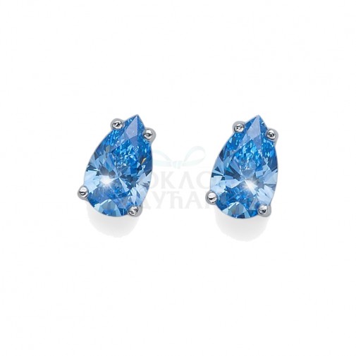 Ženske Oliver Weber Pear 925AG Blue Srebrne Mindjuše Sa Swarovski Plavim Kristalom